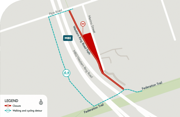 Trail closure on M80 extended | Bicycle Network