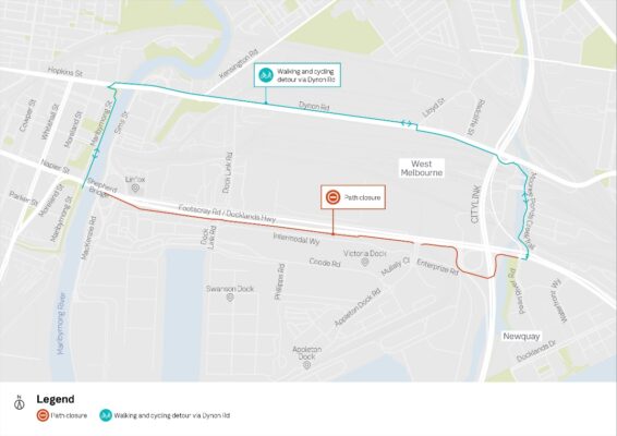 Footscray Road path closure Saturday night | Bicycle Network
