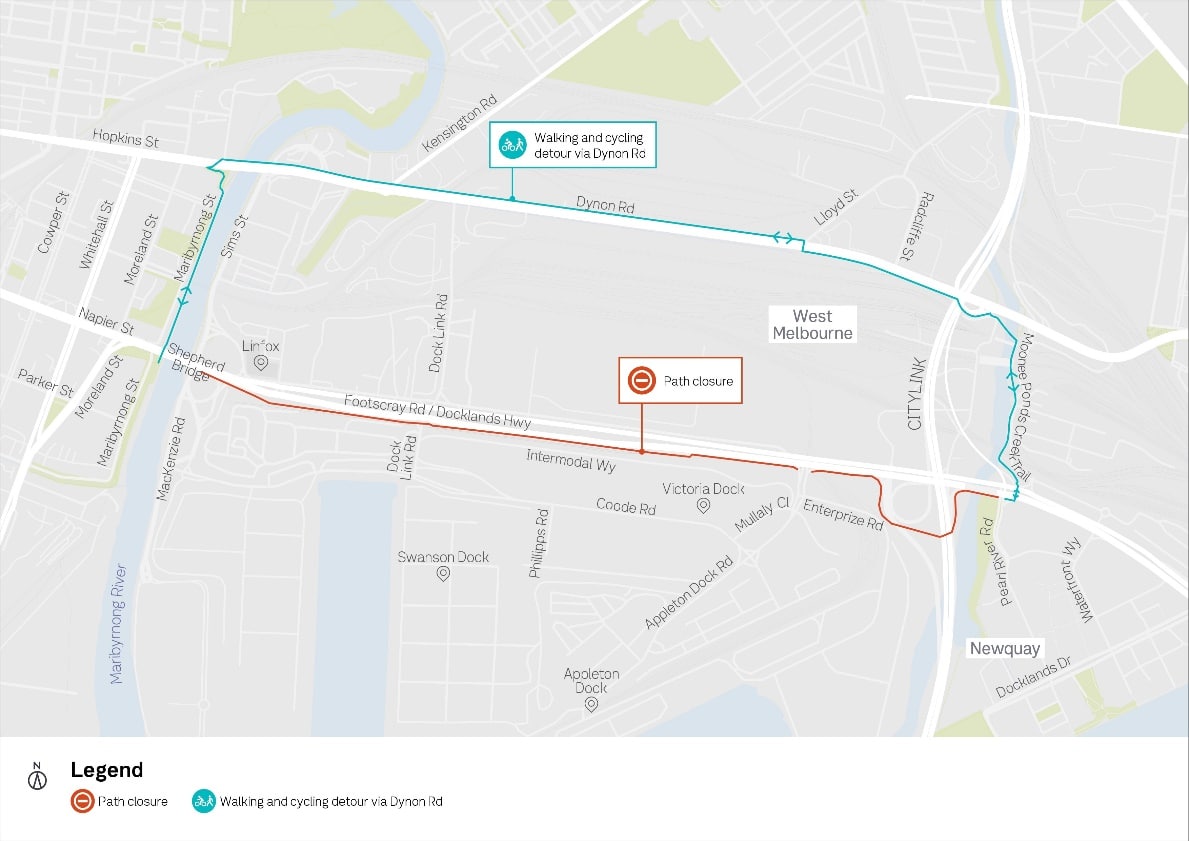Footscray Road path closure Saturday night | Bicycle Network