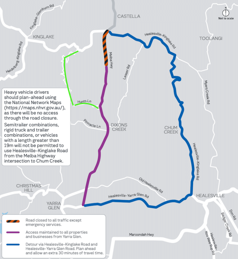 Melba Highway detours at Dixons Creek | Bicycle Network