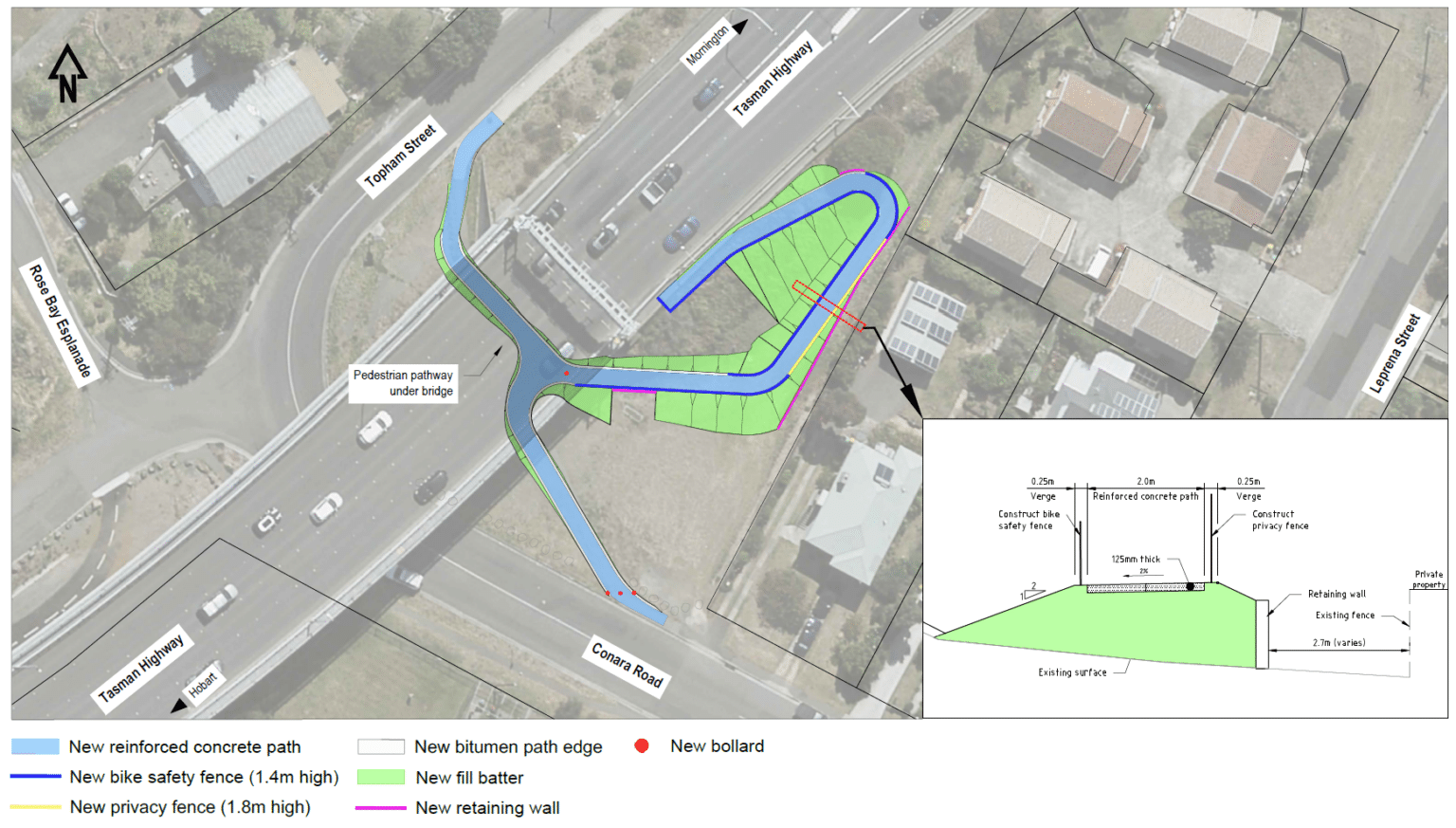 New Tasman Bridge access path proposed | Bicycle Network