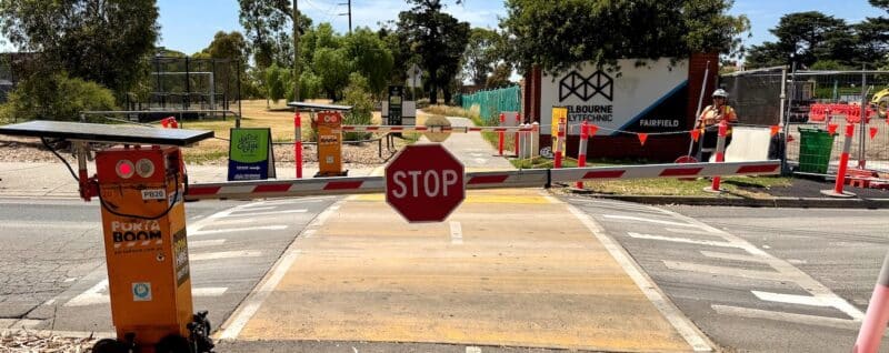 Temporary boom gates on the Main Yarra Trail | Bicycle Network